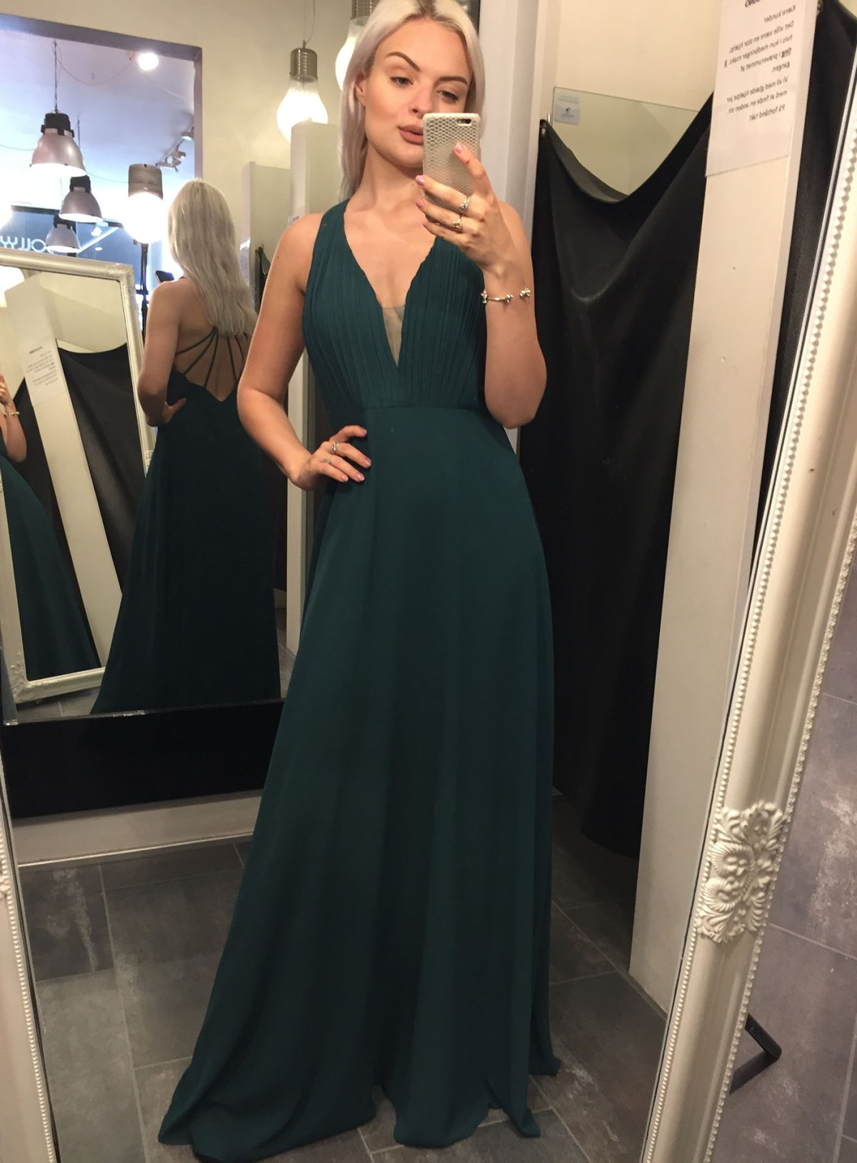 PATRICIA Lang kjole i grøn farve - Kjoler - JollyYoung